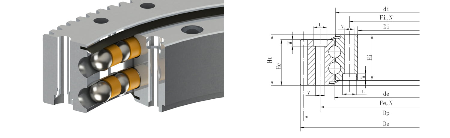 Eight-point Contact Same Path Slewing Bearings - LKPB BEARING